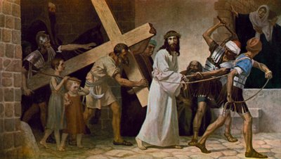 Simon von Cyrene hilft Jesus, sein Kreuz zu tragen